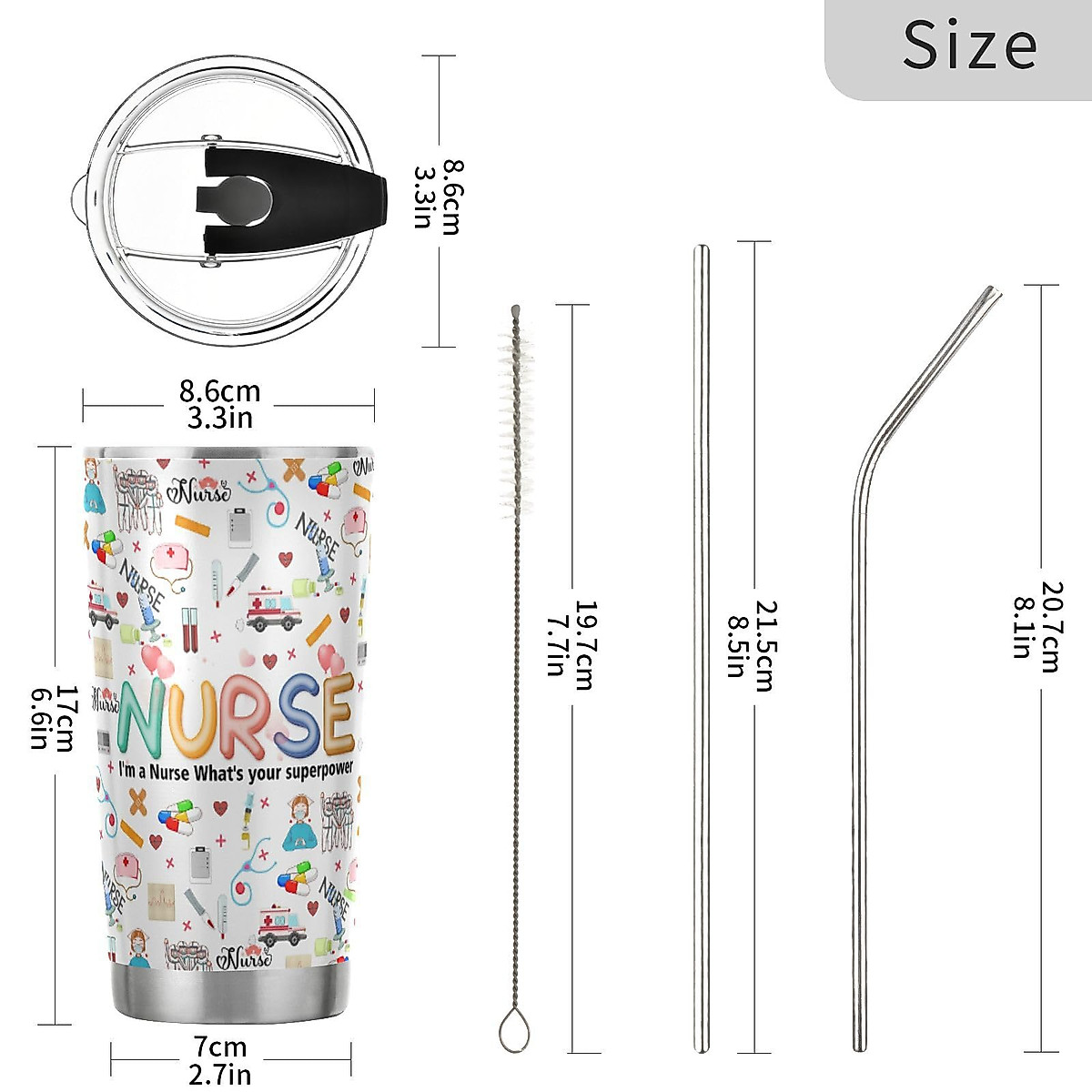 JUDIAN Nurse Tumblers - 20oz Coffee Travel Mug Gifts for Women