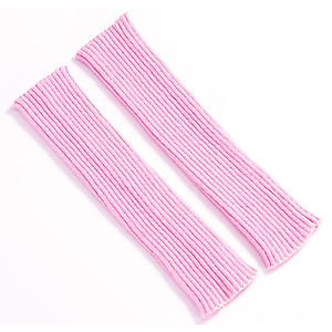 CHUNG Women Juniors Knitted Leg Warmers 16.5" Neon Party Dance Sports Fitness Accessory Pack of 1/2/3 (One Size, Light Pink)