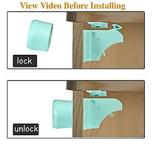 24 Locks + 4 keys - 12 Pack White Magnetic Cabinet Locks Bundle with 12 Pack Blue Magnetic Cabinet Locks