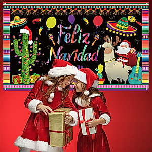 Feliz Navidad Decorations Feliz Navidad Backdrop for Photography Mexican Christmas Banner Christmas Decorations and Supplies for Home Party-71×43''