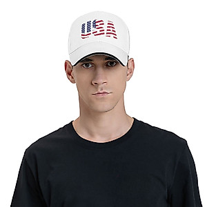 Vintage USA with Flag Baseball Cap Trucker Hat Caps Sports Hats Running for Teenager Men Women Unisex White