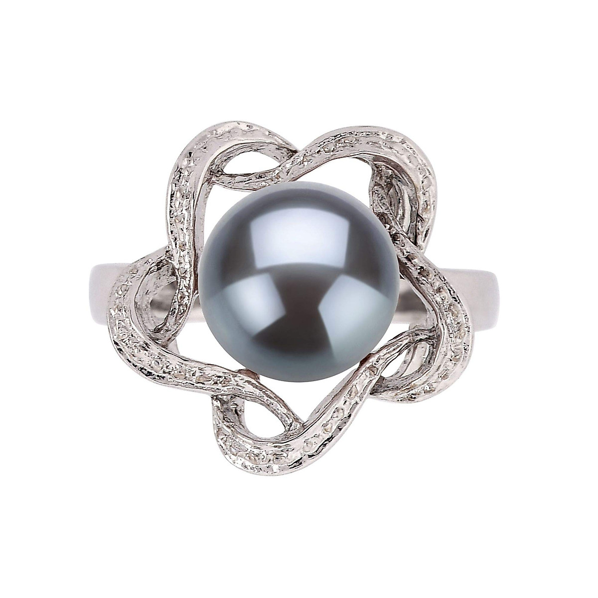 Fiona Black 9-10mm AA Quality Freshwater 925 Sterling Silver Cultured Pearl Ring For Women - Size-7