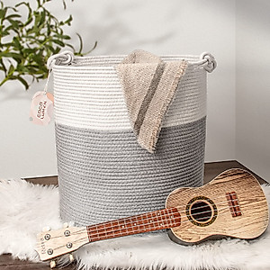 Woven Basket Large Laundry Basket 16" D x 18" H Rope Storage Baskets for Blanket, Kids Toy, Nursery Clothes Hamper Basket Baby Laundry Basket