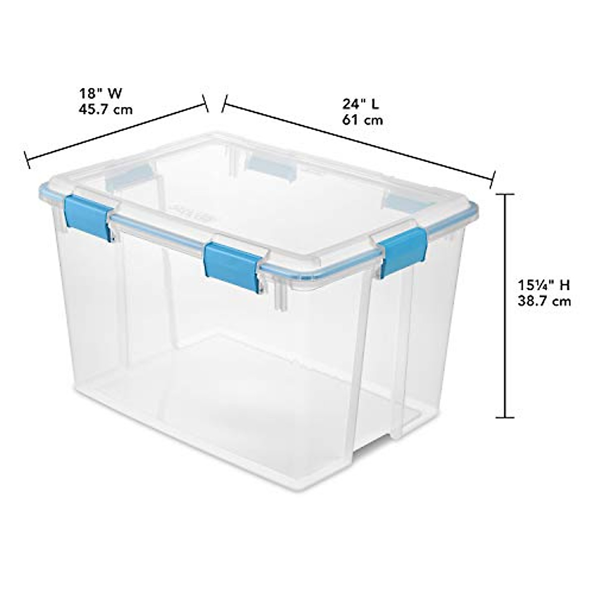 Sterilite 80 Quart Clear Plastic Stackable Storage Container Box Bin with Air Tight Gasket Seal Latching Lid Long Term Organizing Solution, 4 Pack