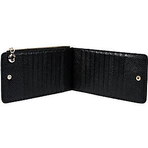 YALUXE Women's RFID Blocking Genuine Leather Multi Card Organizer Wallet with Zipper Pocket RFID Blocking Black