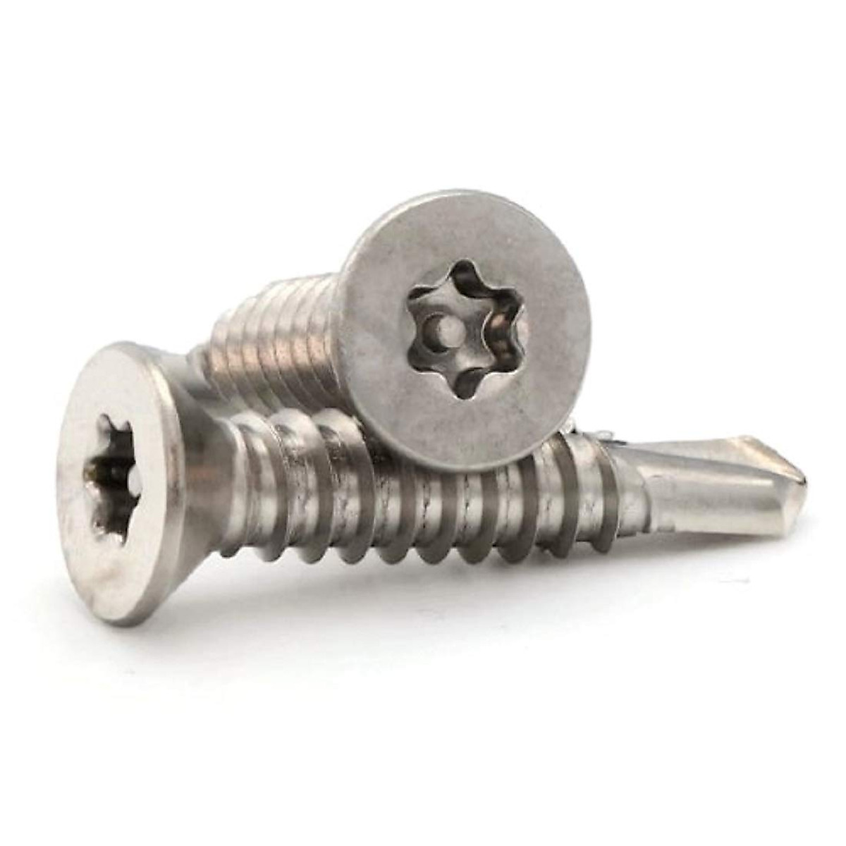 Star Drive with Pin Security Flat Head Self Drilling Screws 410 Stainless Steel - #14 x 2 Qty 25