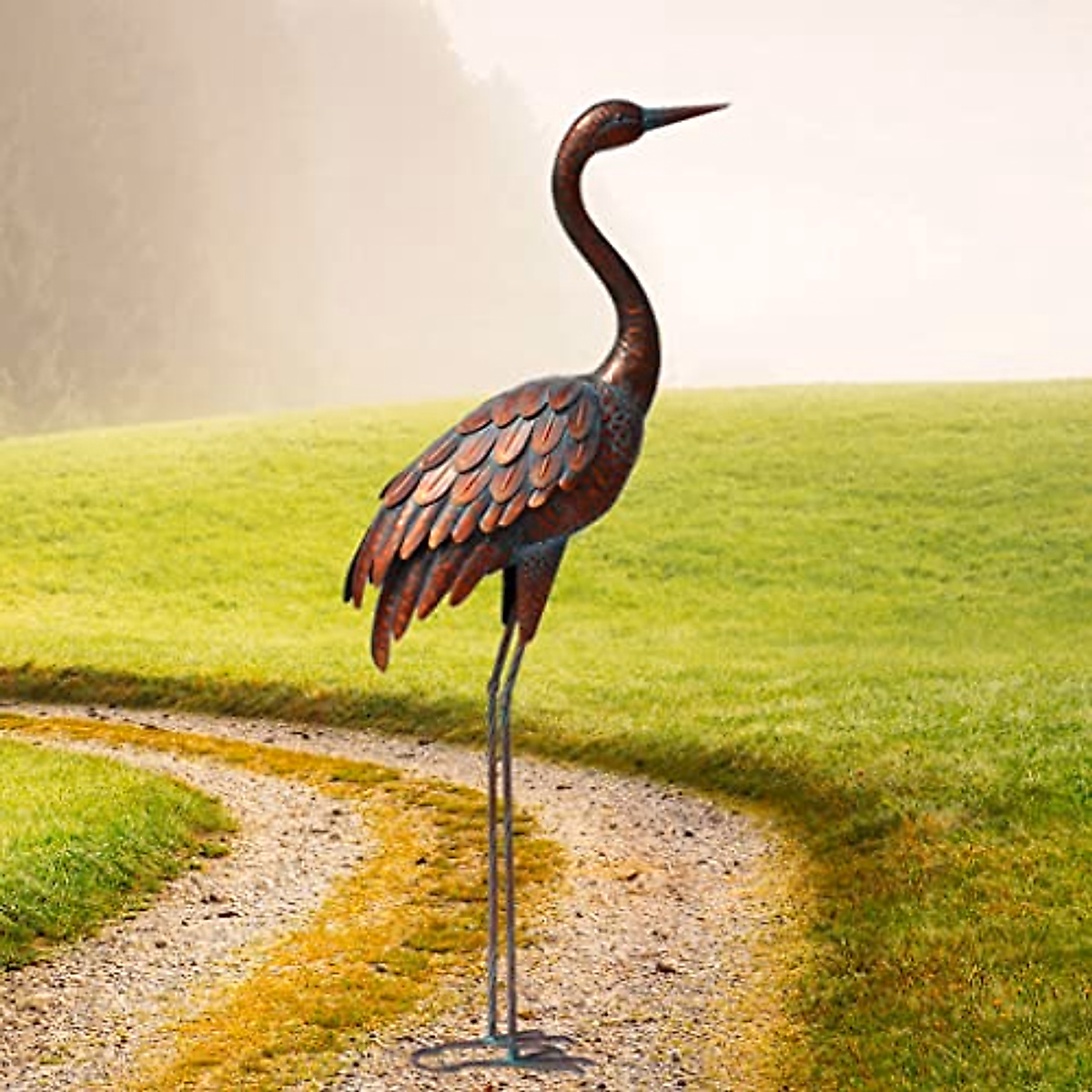 chisheen Outdoor Garden Crane Statues and Sculptures Metal Yard Art Statue for Garden Decoration Large Size