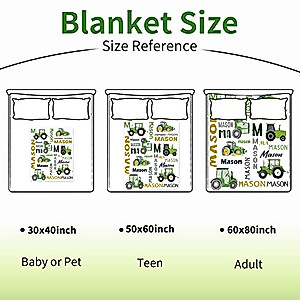 Custom Tractor Blanket with Name for Boys Girls Kids, Personalized Name Blanket Trucks, Soft Flannel Blankets Customized Gift for Children Day Birthday Christmas-40 x50