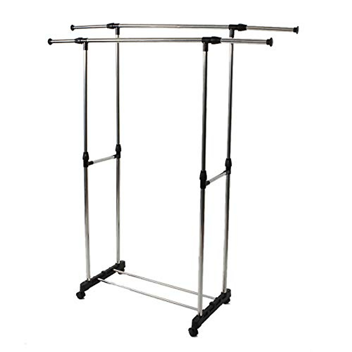 Vasitelan Rolling Clothes Rack on Wheels, Stainless Steel Clothing Rack for Hanging Clothes, Garment Rack (Style 1)
