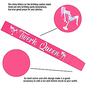 Twerk Queen Sash with Iridescent Foil, Hot Pink Twerk Birthday Sash, Bachelorette Sash, Girls Night Sash, Costume Party Sash, Birthday, Bridal Shower, Bachelorette Party Decorations, Hen Party Favors