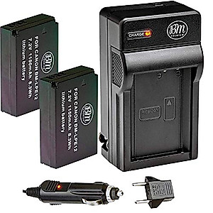 BM Premium 2-Pack of LP-E12 Batteries and Charger for Canon EOS-M, EOS M2, EOS M10, EOS M50, EOS M50 II, EOS M100, EOS M200, SX70 HS, Rebel SL1 Camera