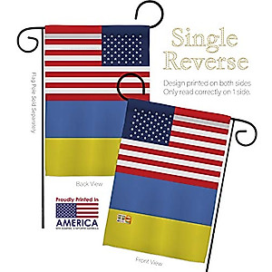 Americana Home & Garden Ukraine US Friendship Garden Flag - Regional USA American Alliance World Country Particular Area - House Decoration Banner Small Yard Gift Double-Sided Made In 13 X 18.5