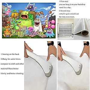 Singing Monsters Birthday Decorations, Singing Monsters Happy Birthday Banner Backdrop for Singing Monsters Birthday Party Supplies (5x3ft)