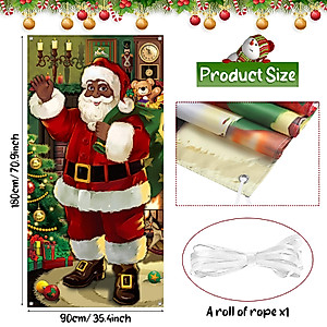 Santa Claus Door Hanging Banner - Christmas Front Door Decoration and Holiday Xmas Background