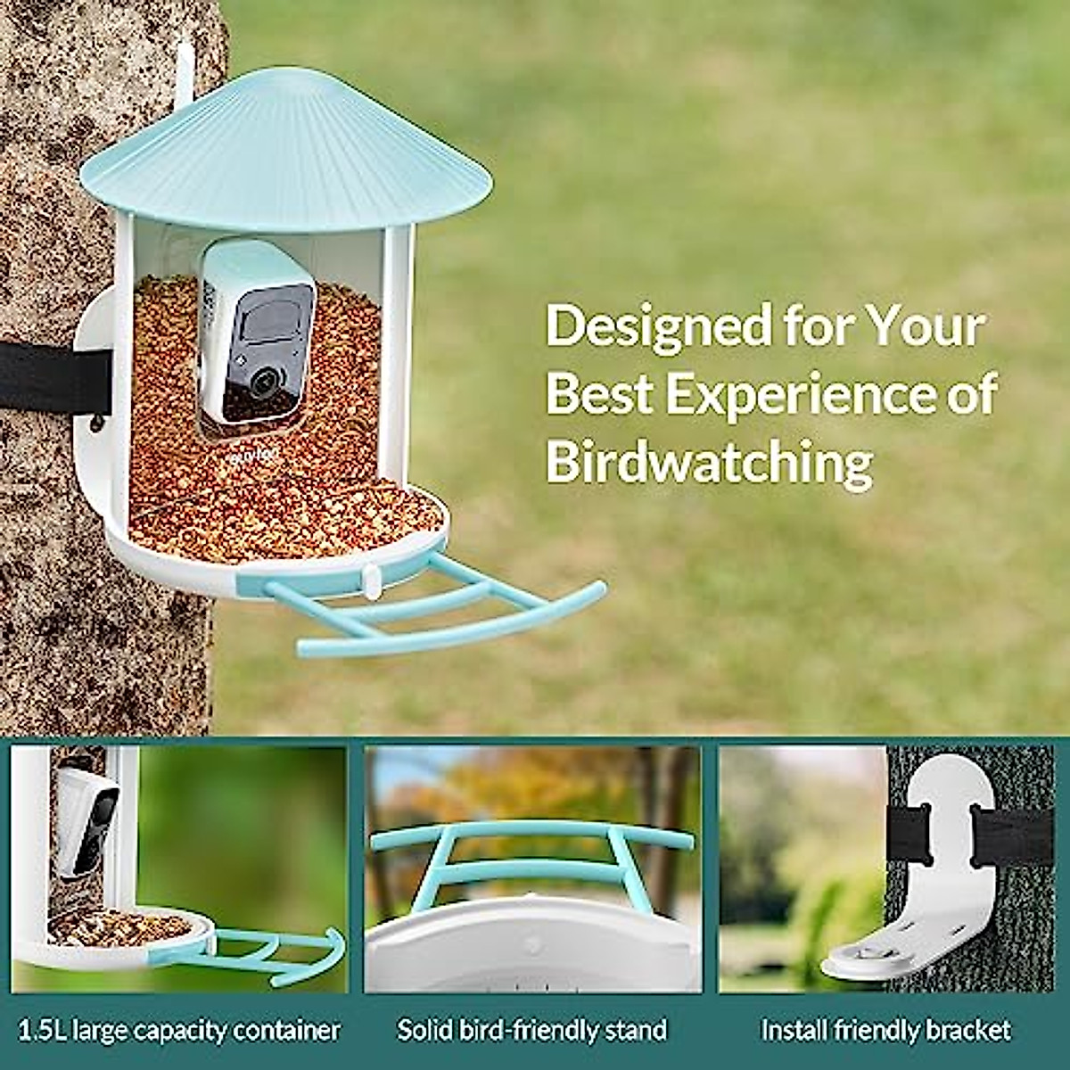 NETVUE Birdfy Lite - Smart Bird Watching Feeder with Auto Capture Videos & Motion Detection, Wireless Camera Ideal Gift for Bird Lovers