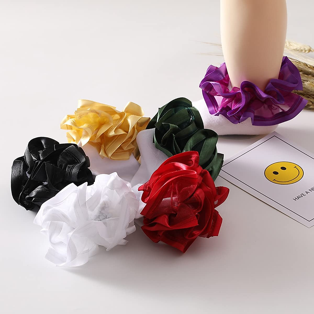 3 Pairs 3D Three-dimensional Ruffled Lace Cotton Socks,Cute Double Big Lace Dress Princess Socks for Girls (3Pairs-Black/White/Grey, 0-12 Months)