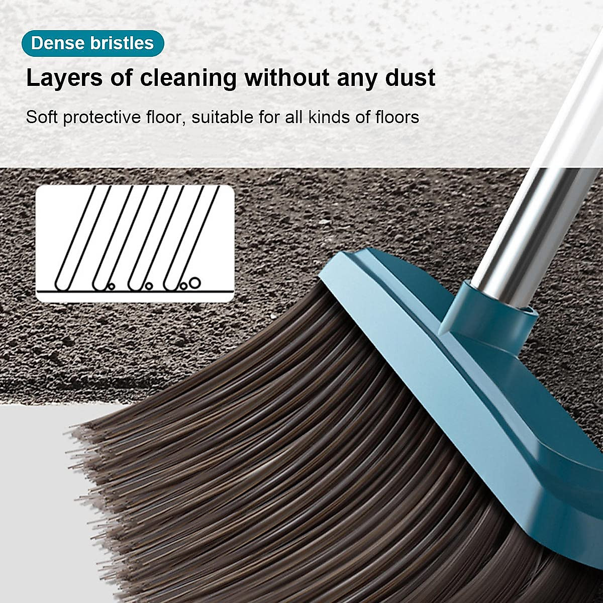 RUNLAIKEJI Broom and Dustpan Set for Home, Dustpan and Broom Set Long Handle, Kitchen Broom and Dustpan Set, Dust Pan and Broom Combo, for Home Kitchen Room Office Lobby Indoor Floor Cleaning