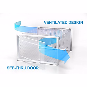 Adhome 6 Pack Shoe Box, Storage Boxes, Clear Plastic Stackable Organizer, Sneaker Display Containers Holds up to Size 13 Breathable Case with Lids, Front Opening Door, Multifunctional., ‎Transparent