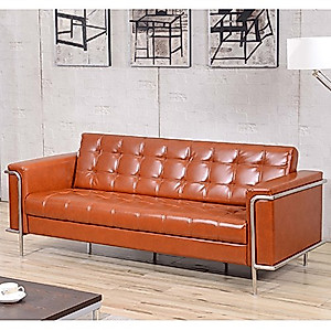 Flash Furniture HERCULES Lesley Series Contemporary Cognac LeatherSoft Sofa with Encasing Frame