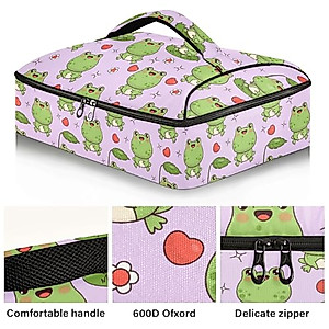 Kcldeci Insulated Thermal Food Carrier Insulated Casserole Carrier for Hot or Cold Food,Happy Frogs on Purple Insulated Tote Bag for Potluck Cookouts Parties Picnic,Lasagna Lugger