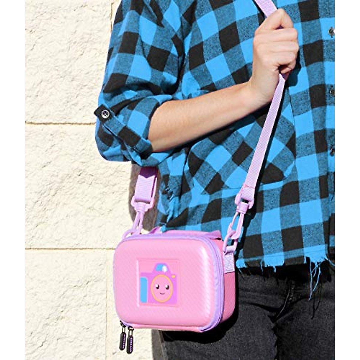 CASEMATIX Pink Camera Case Compatible with VTech KidiZoom Camera - Protective Travel Case with Shoulder Strap Compatible with VTech KidiZoom Duo Selfie Cam, Pix, Twist Connect and More!