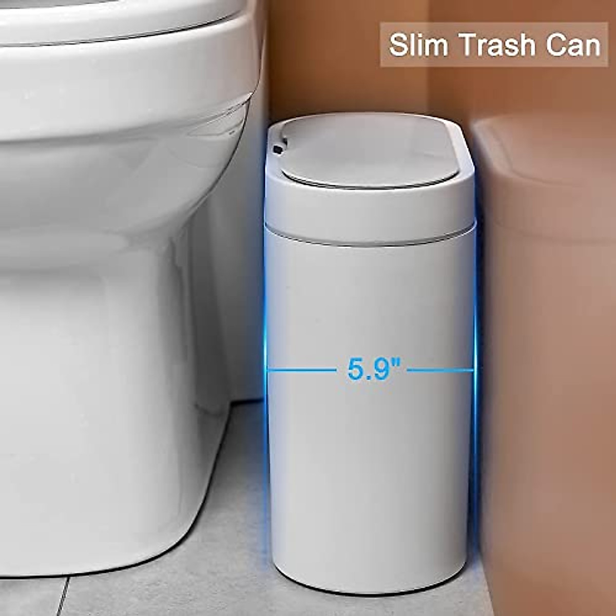Bundles of 2.5 Gallon Motion Sensor Trash Can and 2.5 Gallon Hanging Trash Can, ELPHECO for Bathroom and Kitchen use
