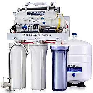iSpring RCC1UP 6-Stage 100 GPD Under Sink Reverse Osmosis Drinking Water Filtration System With Booster Pump and UV Ultraviolet Filter