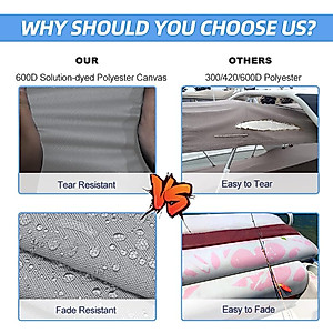 4 Bow Marine Grade Fade and Crack Resistant Bimini Top Replacement Cover, Heavy-Duty Waterproof and UV-proof Sun Shade Boat Canopy, Easy Install Zipper Sleeve Boat Awning/Without Frame, Grey