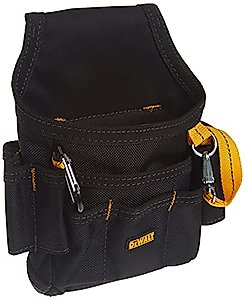 Custom Leathercraft DEWALT DG5103 Small Durable Maintenance and Electrician's Pouch with Pockets for Tools, Flashlight, Keys, Black