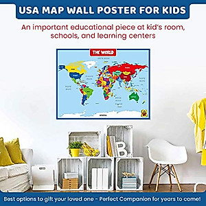 World Map Laminated Poster - Use For Home School,Classroom,Back to School Resources - 18 x 24 Inch