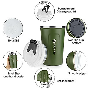 EPOGG 12oz Ceramic Travel Mug, Insulated Coffee Cup with Leakproof Lid & Straw, Vacuum Ceramic + Stainless Steel Double Walled Reusable Coffee Tumbler Portable Car Cup for Hot and Cold Drinks (Red)