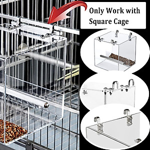 No Mess Bird Feeder for Cage Bird Feeder Automatic Bird Cage Feeder, Acrylic No Spill Bird Feeder Cage for Parakeet Parrot Cockatiels Cockatiels Lorikeet Lovebirds Cage Seed Feeder 6.4inch