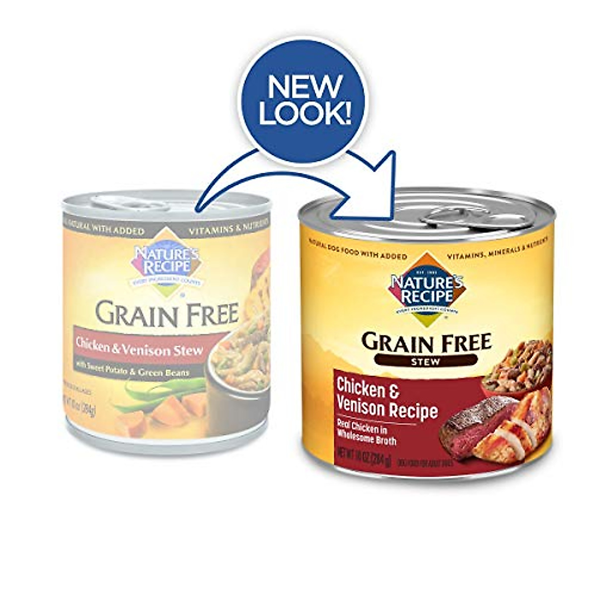 Nature's Recipe Grain Free Wet Dog Food, Chicken & Venison Stew Recipe, 10 Ounce Can (Pack of 12)