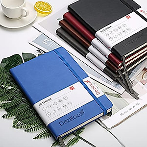 Deziliao Hardcover Notebook Journal 160 Pages, Lined Journal Notebooks for Work, 100Gsm Premium Thick Paper with Pocket, Medium 5.7"x8.4" （Blue, Ruled）