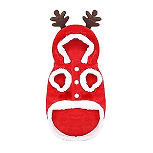 Dog Jacket with Leash Ring Cute Small Cat Dog Christmas Clothes Dog Pet Dress Medium-Sized Up Day Pet Pet Clothes Dog Girl Clothes Christmas for Large Dogs (Red, XS)