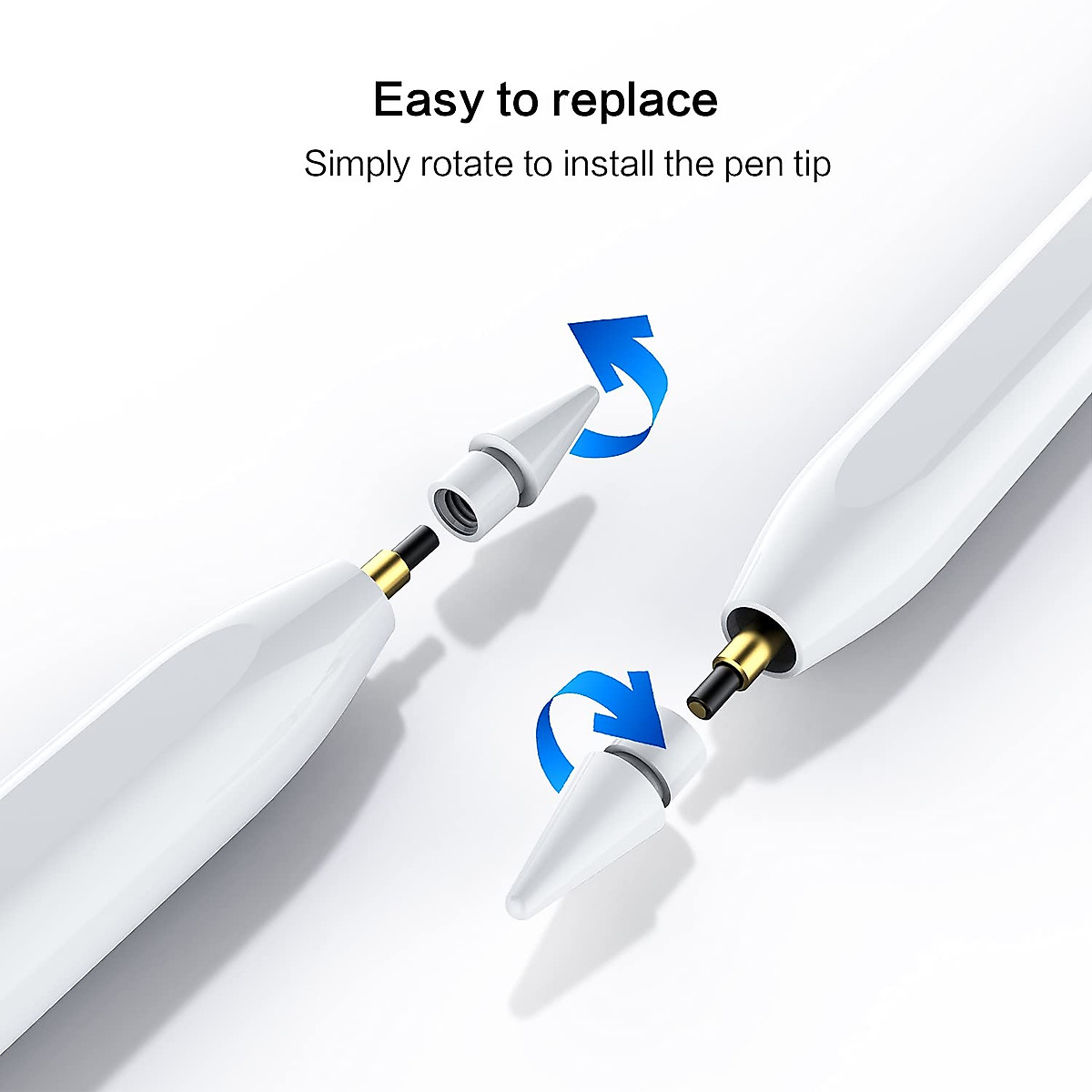 Replacement Tips for iPad Pen 1st Gen & 2nd Gen, High Sensitivity iPencil Nibs Compatible with Original Apple Pencil Tip iPad Pencil 1st/2nd Generation, Smooth Durable Tip Replacement White 2Pack