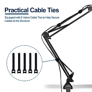 OUKMIC Microphone Arm Stand, Mic Scissor Arm Adjustable Suspension Boom with Mic Clip and 5 Velcro Cable Ties, Heavy Duty Stand for Blue Yeti Nano Snowball Ice, Recording Gaming Streaming Karaoke