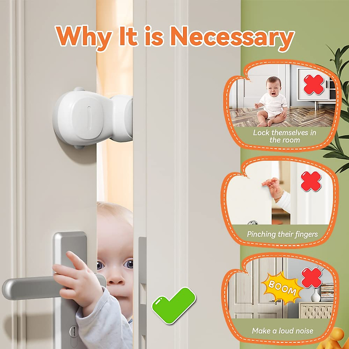 SAFELON 4 PCS Baby Safety Automatic Door Stopper, Automatic Door Finger Guards for Kids, Automatic Anti-Pinch Door Stopper, No Drilling& Tools, Easy to Install and Use