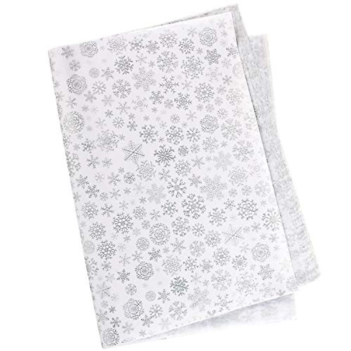 Whaline Snowflake Tissue Paper 20" x 28" Christmas Metallic Acid Free Wrapping Paper Bulk Big Size for Home, DIY and Craft, Gift Bags New Year Decorations, 60 Sheets (Silver)
