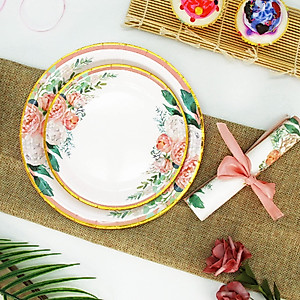 Boosolo Floral Party Supplies Paper Plates and Napkins Sets for 50 Guest-Include Floral Party Disposable Paper Dinner Plates,Napkin for Baby or Bridal Shower,Birthday,Wedding,Tean Party Supplies