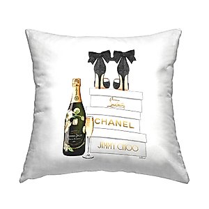 Stupell Industries Bubbly Champagne Black Glam Bow Shoes Design by Amanda Greenwood Throw Pillow, 18 x 18