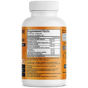 Bronson Glucosamine Chondroitin Turmeric & MSM Advanced Joint & Cartilage Formula, Supports Healthy Joints, Mobility & Cartilage - Non-GMO, 90 Capsules