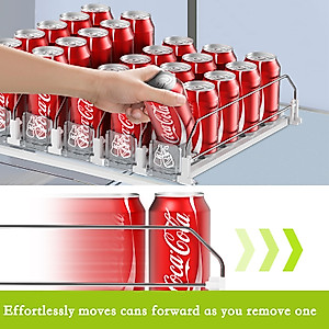 IBORING Drink Organizer for Fridge,Self Pushing Fridge Drink Organizer,Automatic Drink Dispenser for Fridge-Holds up to 25 Cans