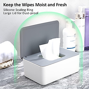 Honeydak 4 Pieces Baby Wipes Dispenser Wipe Container Keep Wipes Moist Baby Wipe Holder Easy Open Wet Tissue Storage Non-Slip Box Case