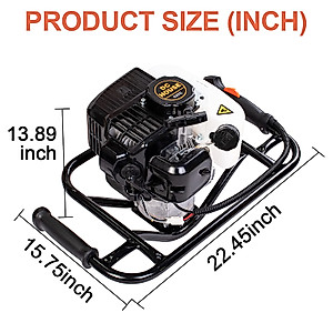DC HOUSE 52CC 1800W Gas Powered Earth Auger Post Hole Digger, with 2 Drill Bits 6" 10" and 3 Extension Rods 8" 12" 20", Mixing Ratio 30:1, for Farmland Garden and Planting, EPA Certified