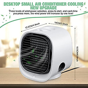 Treela 2 Pack Small Personal Evaporative Air Cooler Portable Air Conditioner Fan USB Mini Air Conditioner Desk Mini Air Conditioner Quiet Humidifier Cooling Fan for Office Bedroom Room Table, White