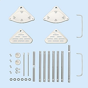 DAKEPOLE Rustproof Tension Shower Caddy, Stainless Steel Corner Stand Storage Organizer with Tension Pole for Bathroom Bathtub Shampoo Soap Plants, 4-Tier Adjustable Shelves,54 to 125 Inch