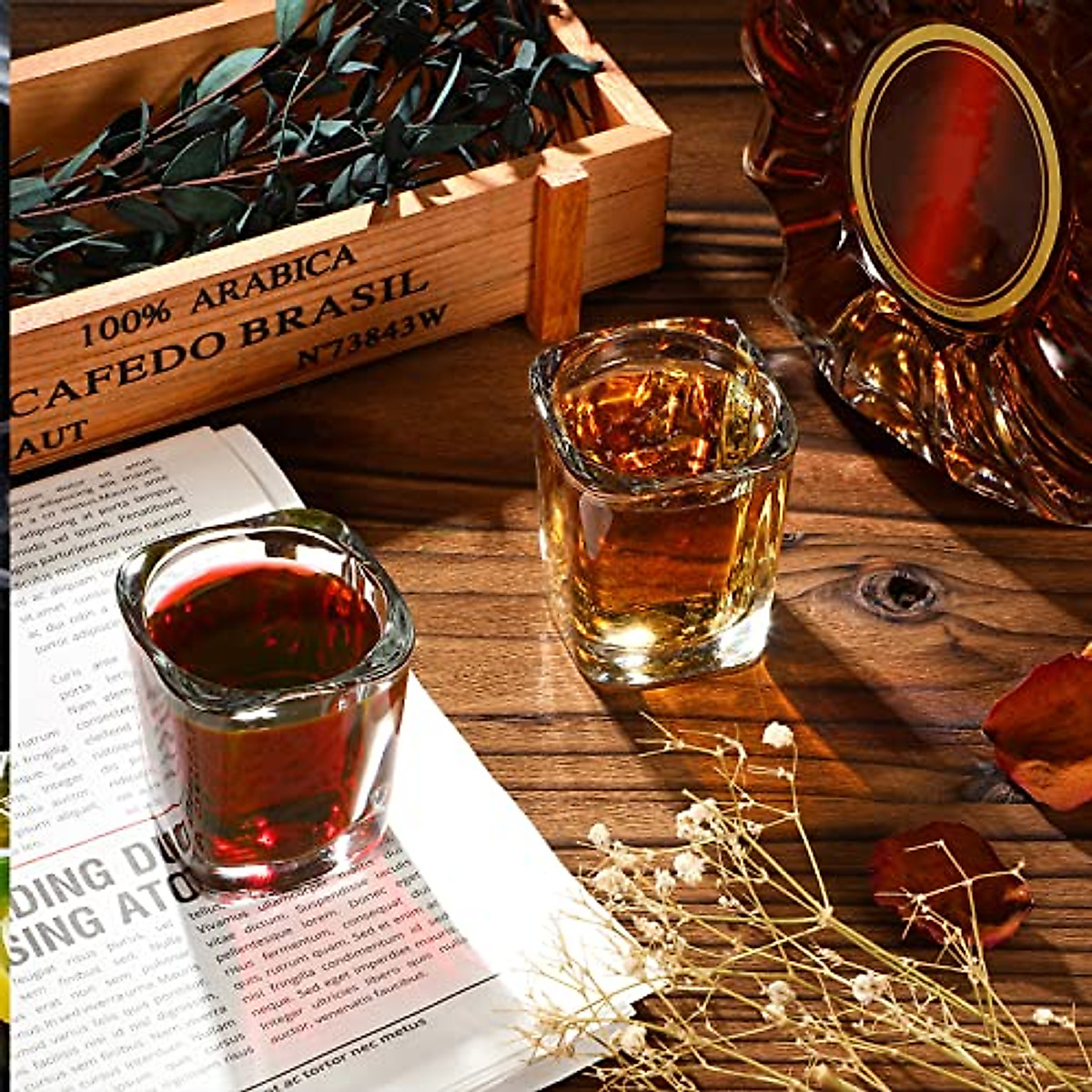 50 Pack 2.2 Ounce Shot Glasses Bulk Heavy Base Shot Glass Set Square Shot Glasses Clear Shot Glasses for Vodka Whiskey Wine Beer Espressos Liquors Family Party