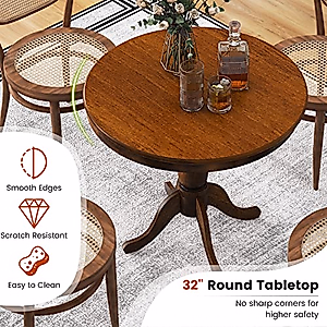 Giantex Table 30" Wooden Round Pub Pedestal Side Table, Adjustable Foot Pads, Spacious Table Top, Multi-Purpose Furniture for Bar, Kitchen, Dining Room, Restaurant End Table (30 Inch)