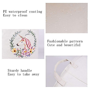 SDAIGC Collapsible Unicorn Laundry Basket, Blondie Canvas Waterproof Round Storage Hamper, Clothes Toys Organizer Basket, Cute Kids Gift Basket (Art Unicorn)